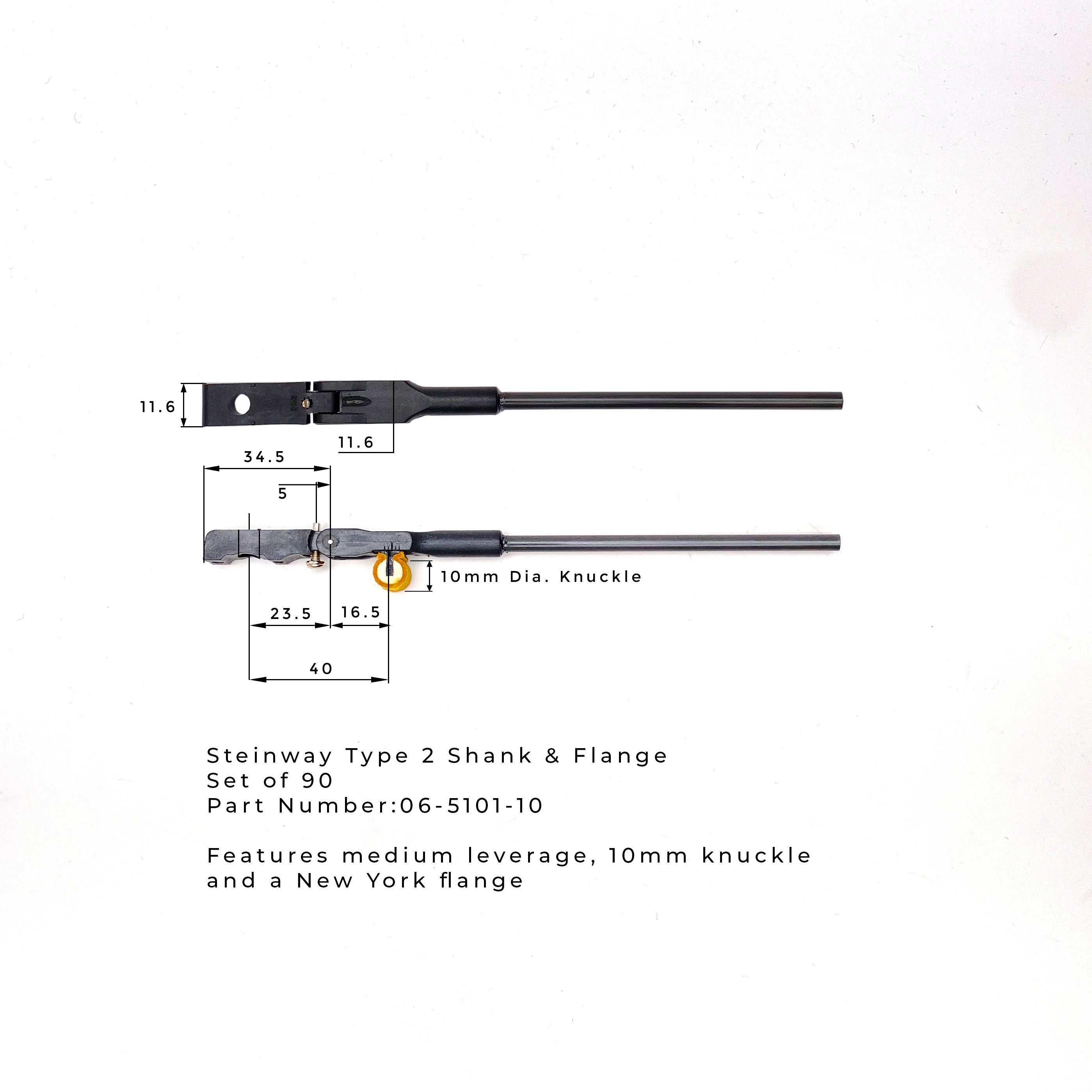 Steinway Type 2 Shank & Flange Set | Wessell, Nickel & Gross