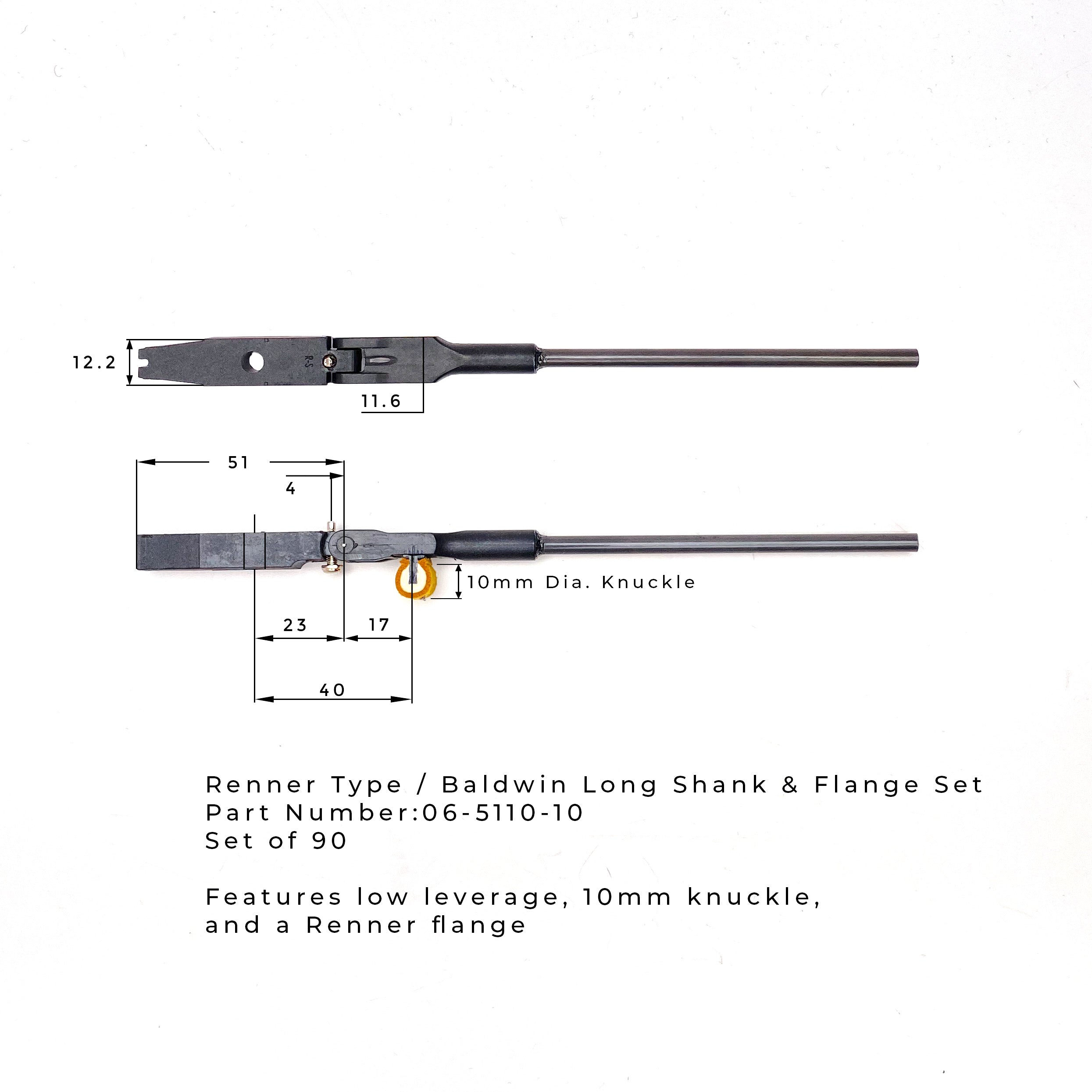 Renner Type / Baldwin Long Shank & Flange Set | Wessell, Nickel & Gross