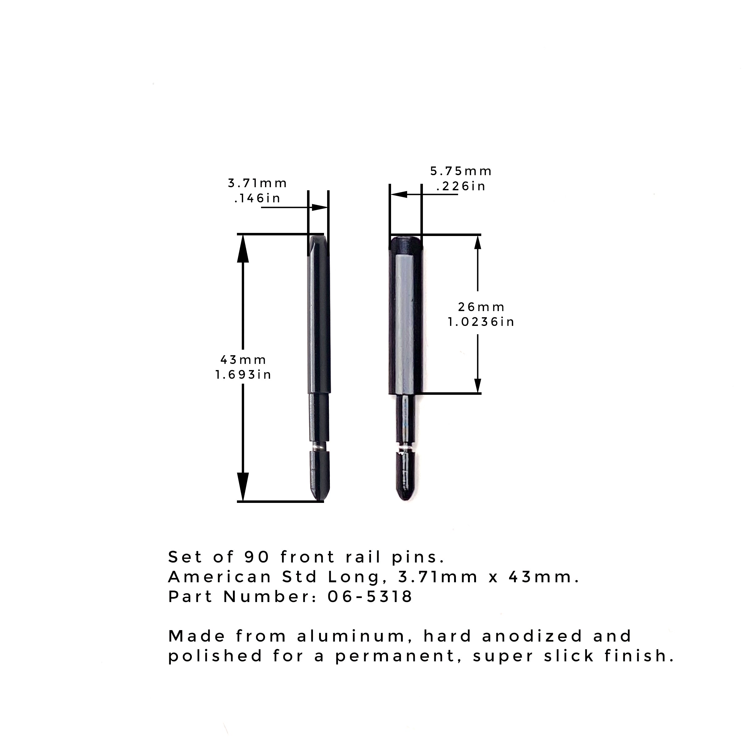 Front Rail Pin with insert - Set of 90 | Wessell, Nickel & Gross